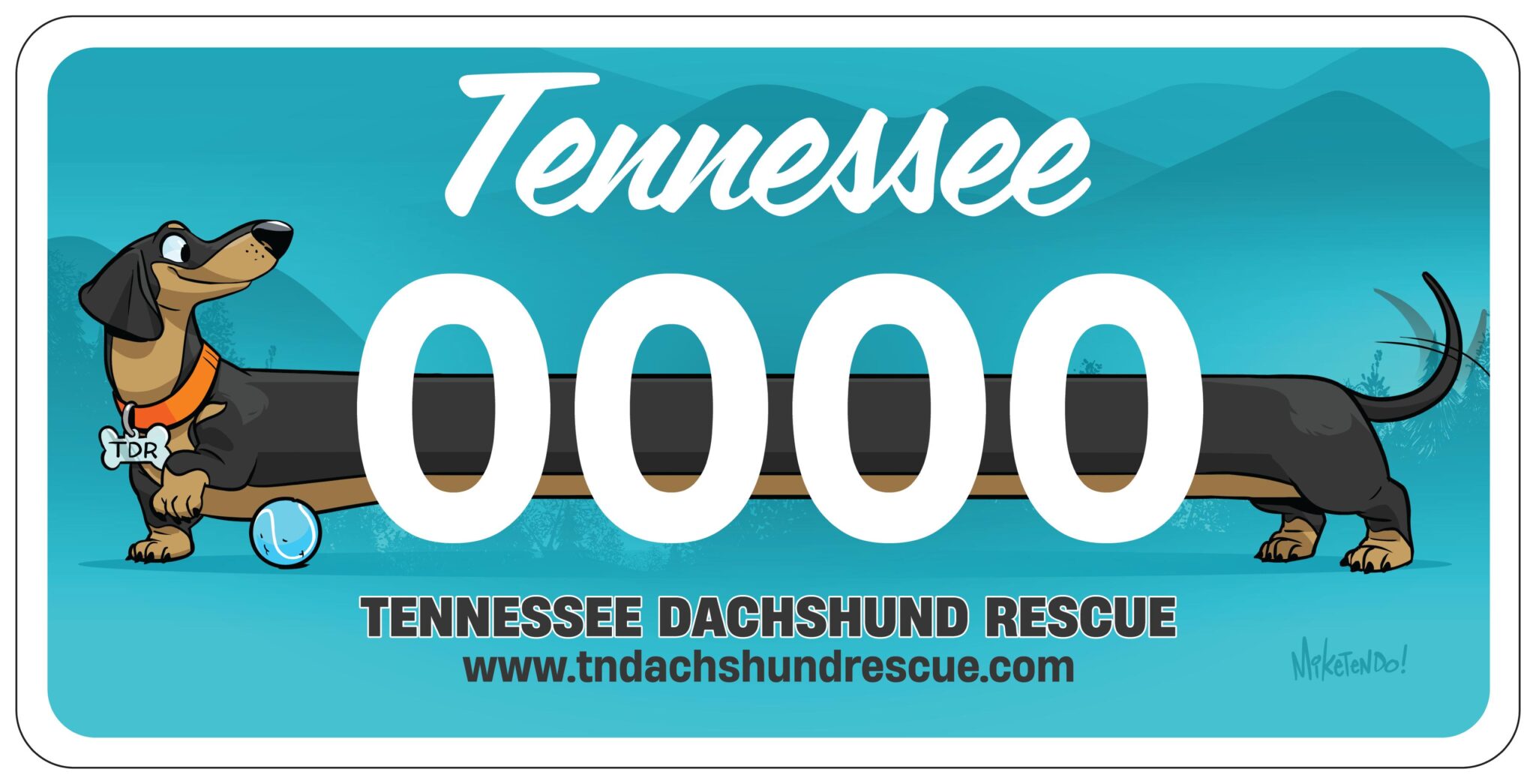 TDR License Plate – Tennessee Dachshund Rescue